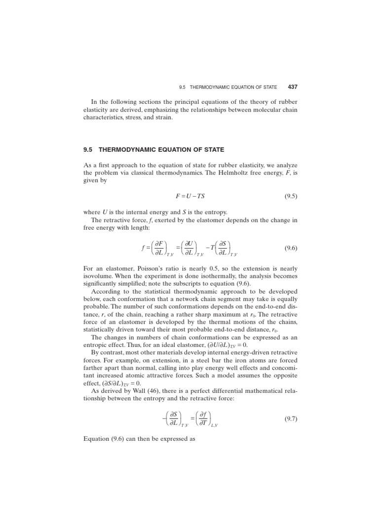 Thermodynamic Equation of State for Rubber | PDF | Entropy | Gases
