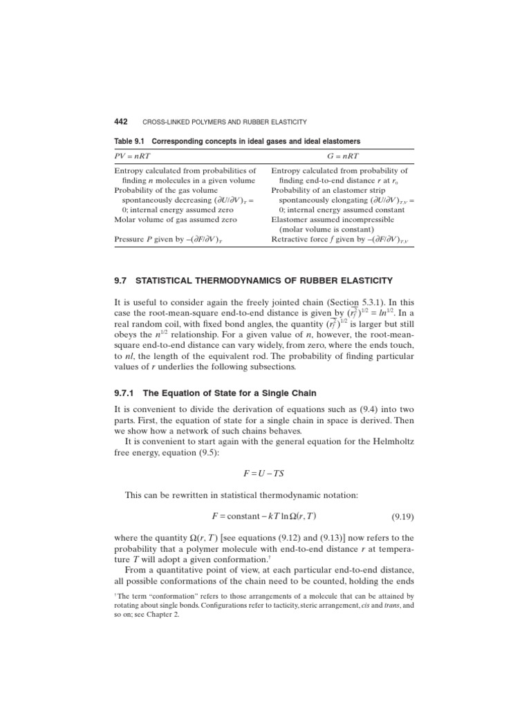 Statistical Thermodynamics of Rubber Elasticity | PDF | Elasticity ...
