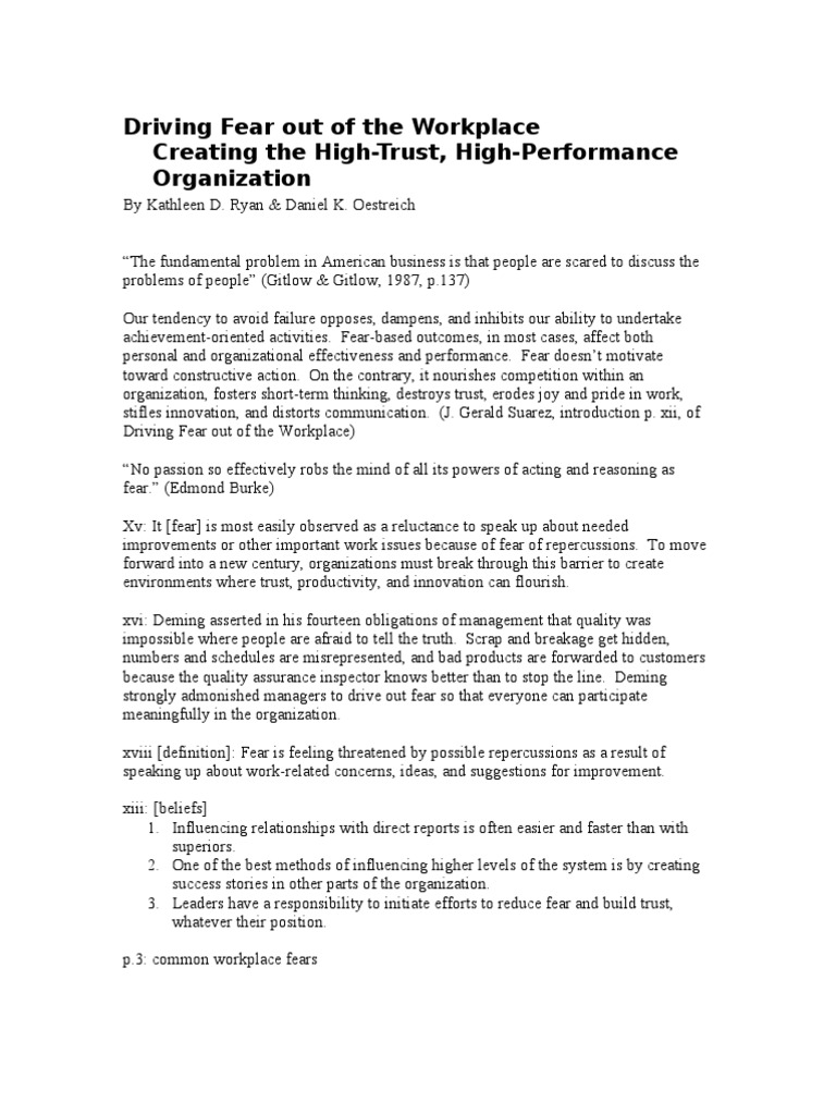 Building Trust in the Workplace | PDF | Fear | Team Building