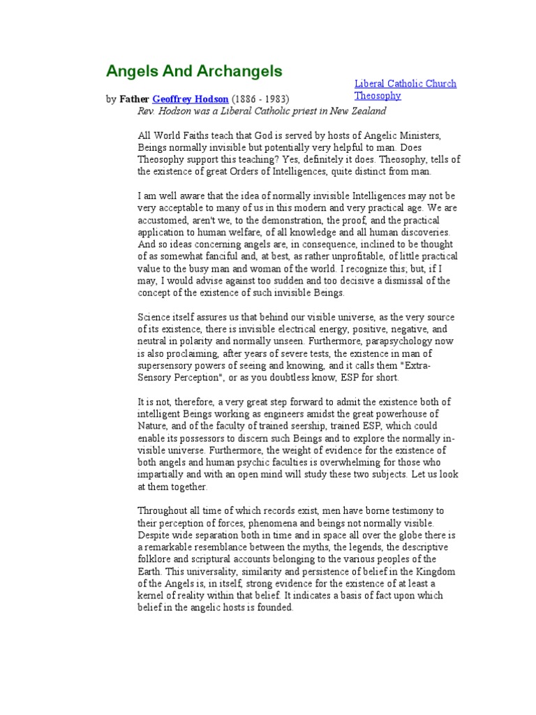Hodson, Geoffrey - Angels and Archangels (Art) | PDF | Theosophy | Angel