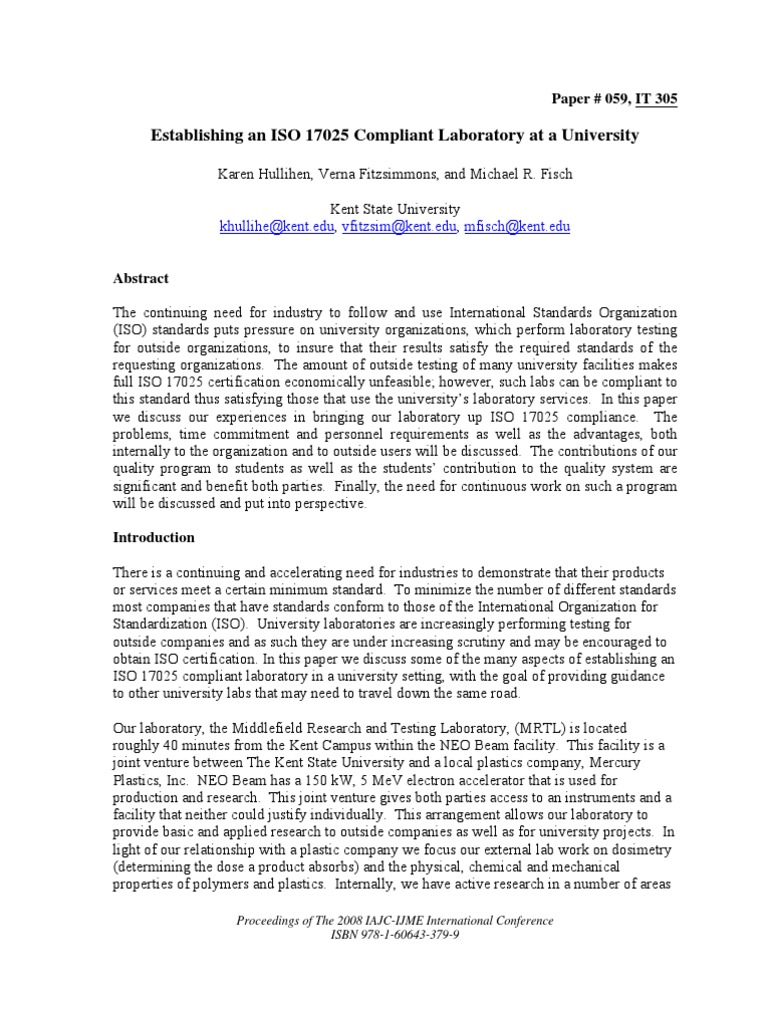 ISO 17025 Implementation University Lab | PDF | Dosimetry | Calibration