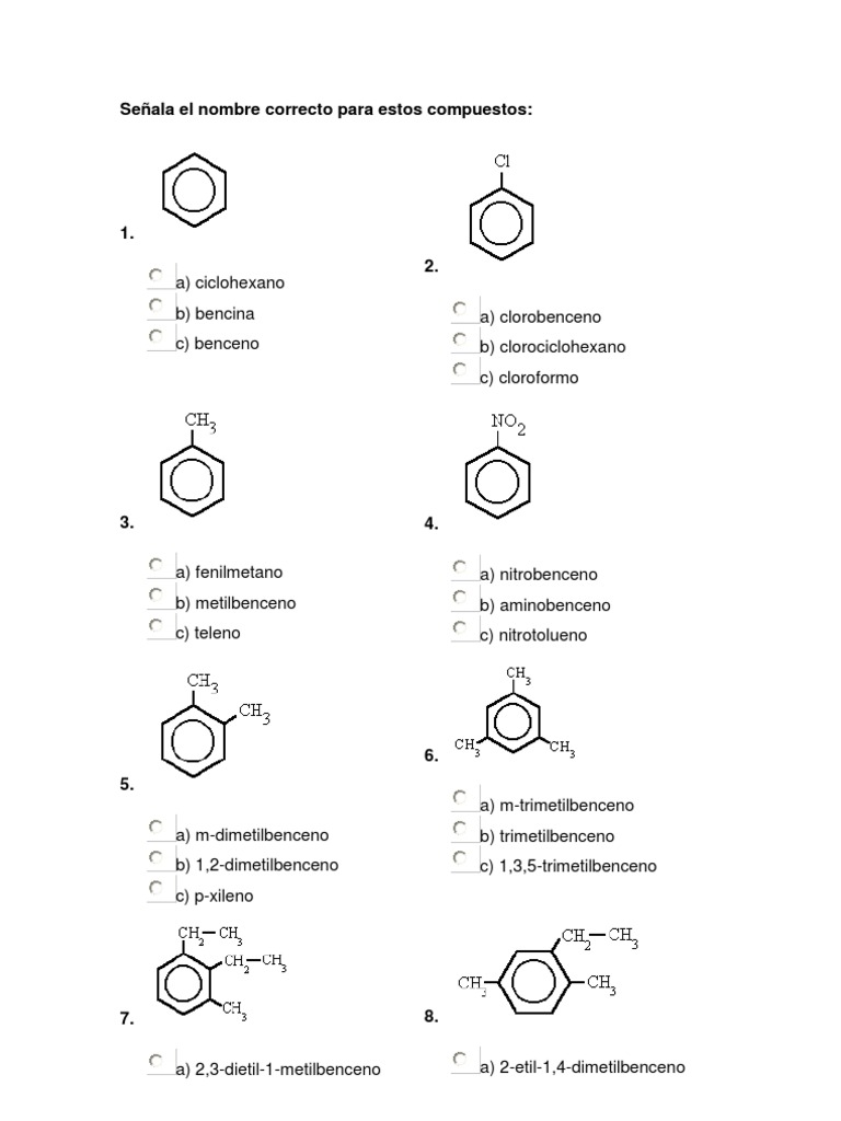 ejercicios benceno[1].docx | Benceno | Compuestos orgánicos