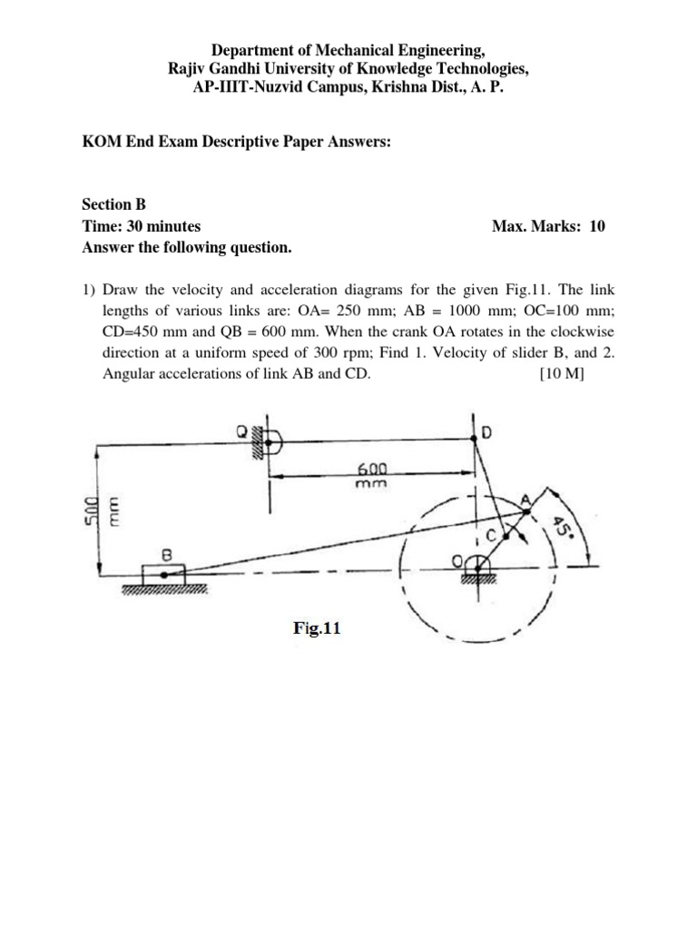 End Term - Ans, Engineering Mechanics | PDF | Kinematics | Gear