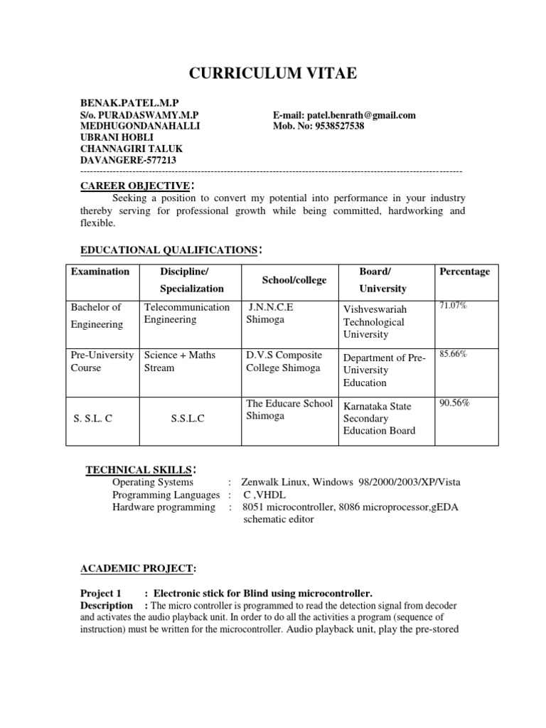 BEN Resume | Download Free PDF | Microcontroller | Computing