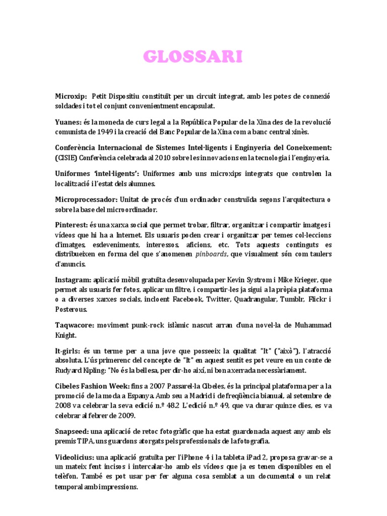 GLOSSARI PaulaClara | PDF