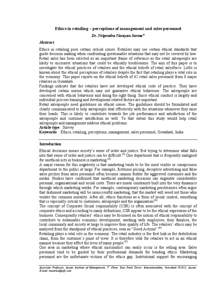 Ethics in Retail | PDF