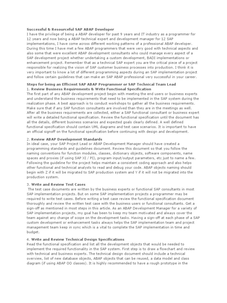 SAP ABAP Developer Guide | PDF | Specification (Technical Standard ...