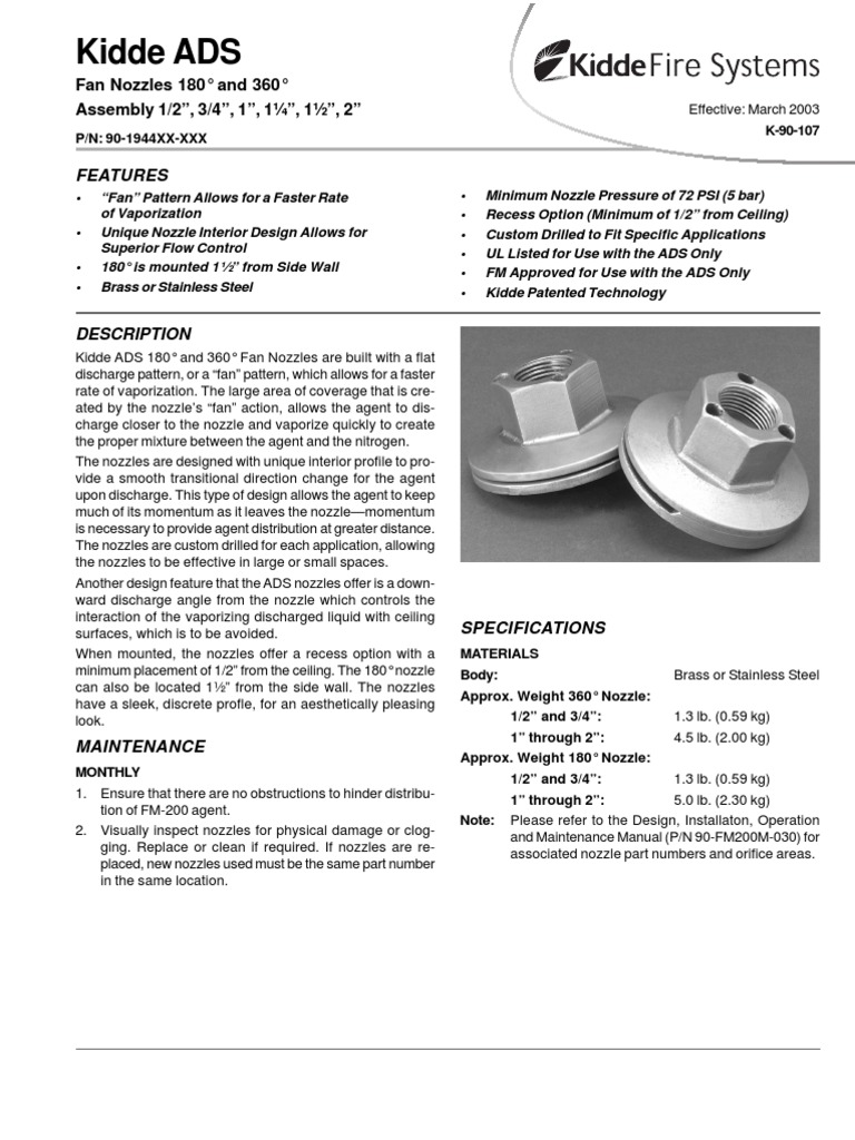 FM200 Kidde | PDF | Valve | Actuator