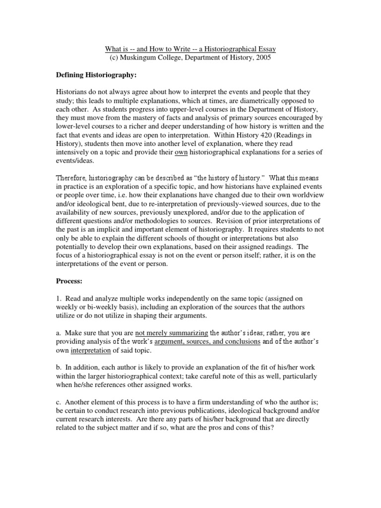 What Is and How To Write A Historiographical Essay | PDF ...