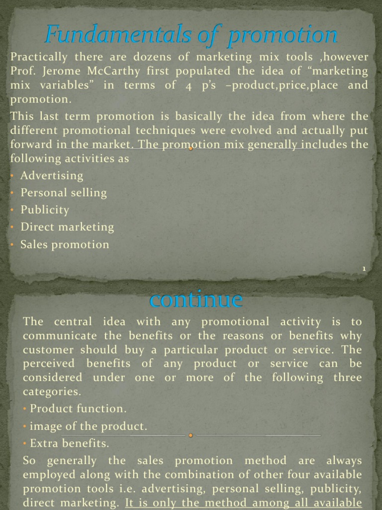 1 Fundamentals of Sales Promotion | PDF | Promotion (Marketing) | Sales