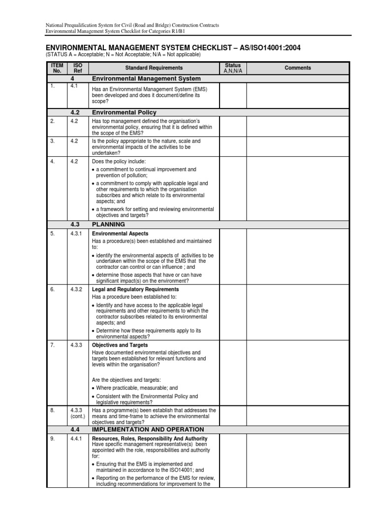 Checklist_EMS_14001_2004 | Business