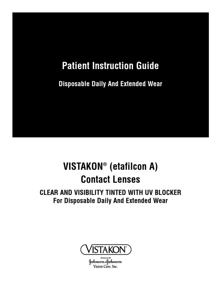Patient Instruction Guide: Vistakon (Etafilcon A) Contact Lenses | PDF ...