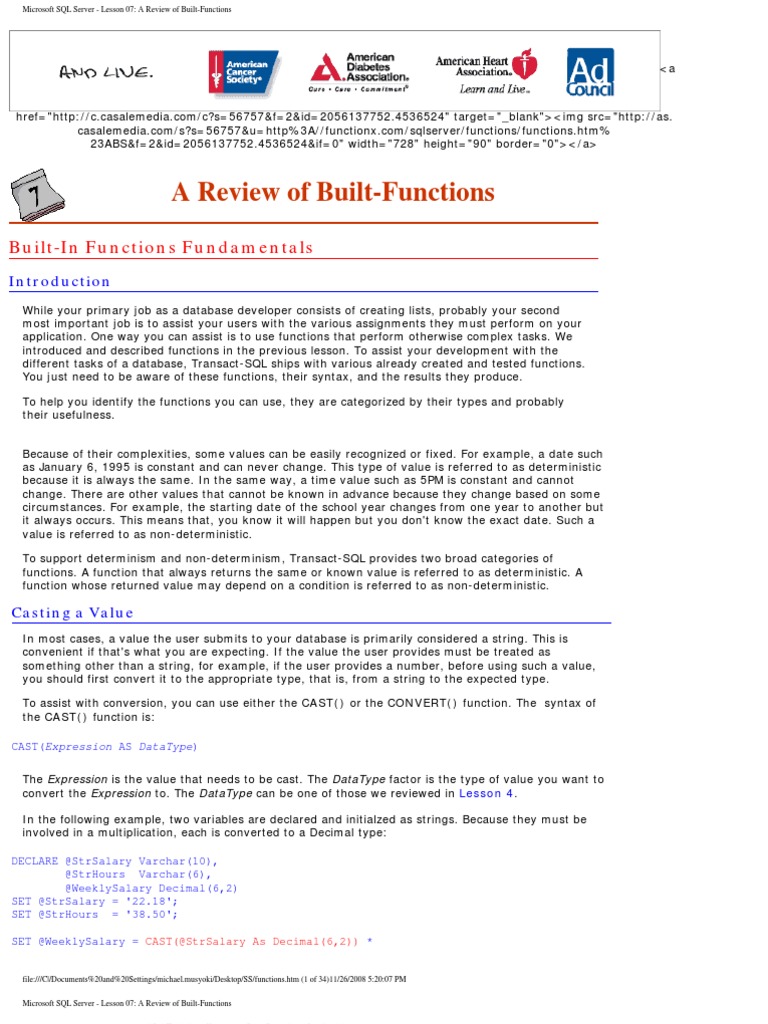 A Review of Built-Functions | PDF | Trigonometric Functions | Sine