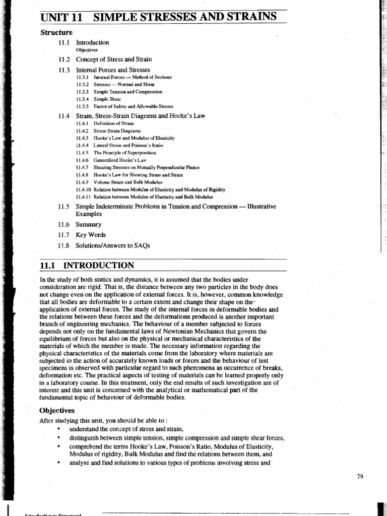 Simple Stresses and Strains | PDF