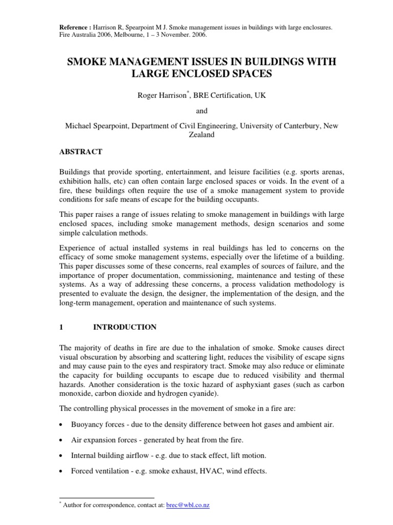 Smoke Management Issues in Buildings With Large Enclosed Spaces PDF ...
