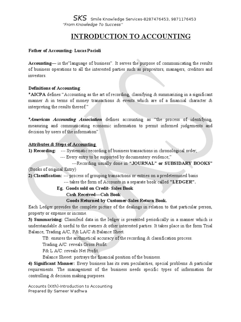 Introduction To Accounting | PDF | Debits And Credits | Bookkeeping