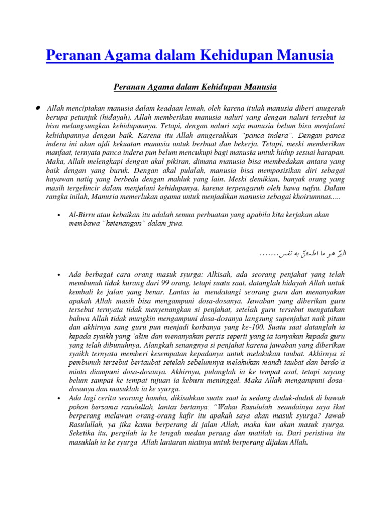 Peranan Agama dalam Kehidupan Manusia | PDF