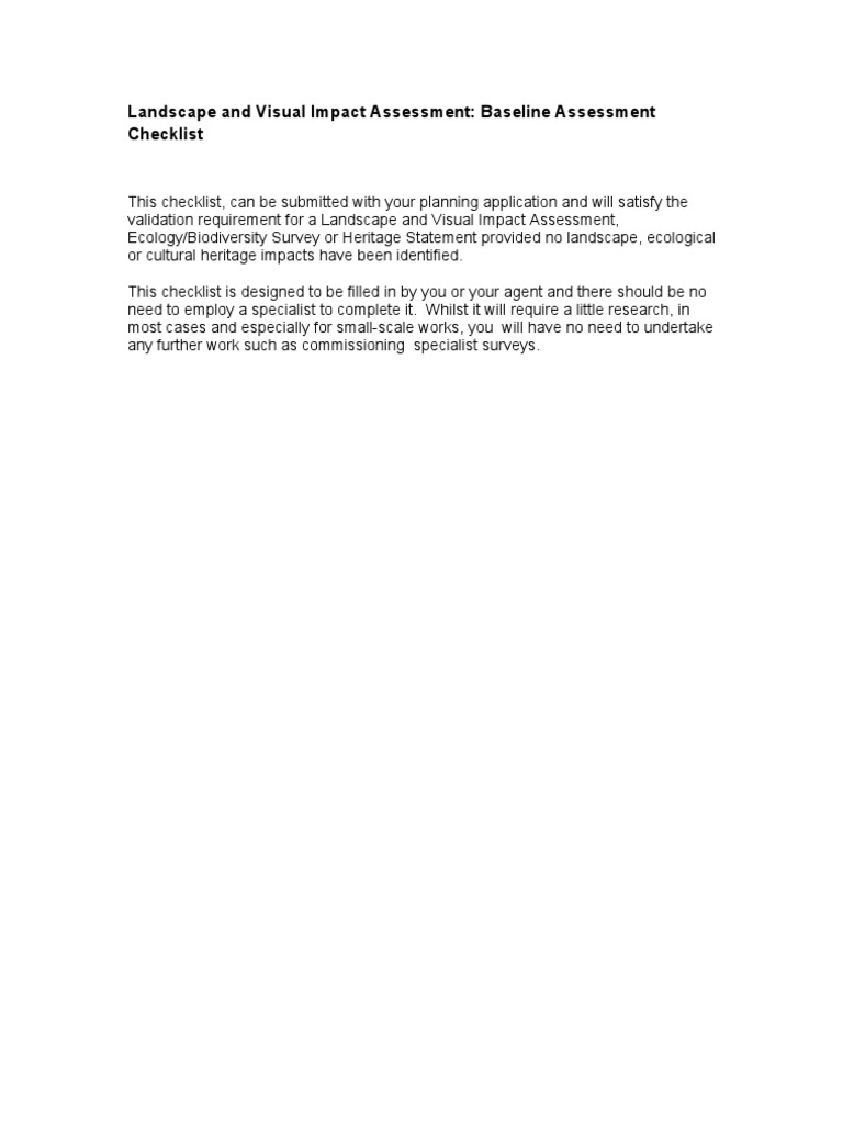 Landscape and Visual Impact Assessment Checklist | PDF | Natural ...