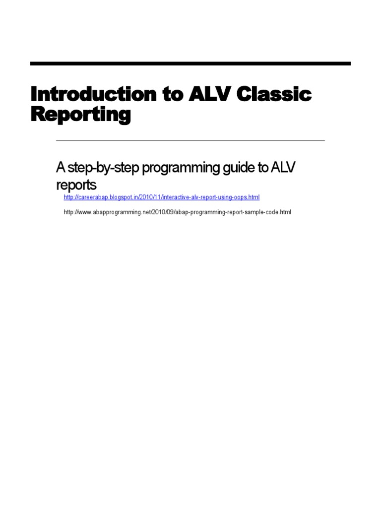 ALV Programming Guide | PDF | Parameter (Computer Programming) | Data Type