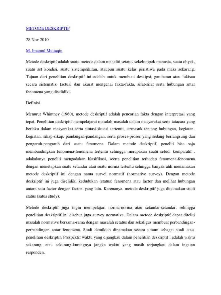 Metode Deskriptif | PDF