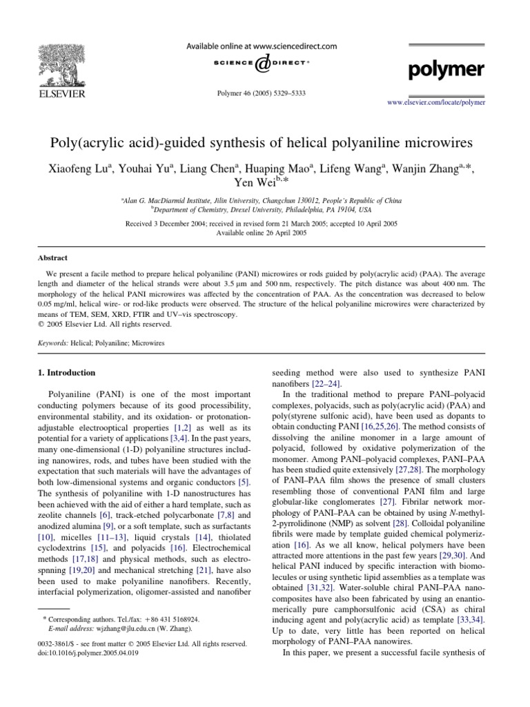 4 Poly (Acrylic Acid) - Guided Synthesis of Helical Polyaniline ...