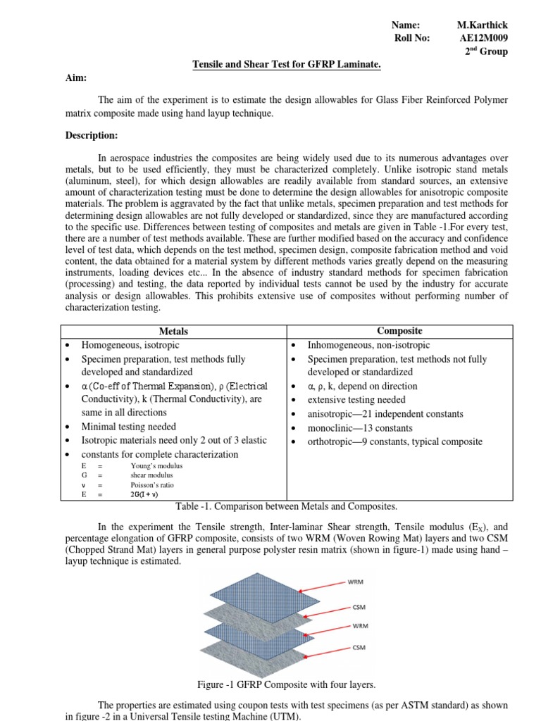 GFRP Composite Tensile and Shear Testing | PDF | Composite Material ...