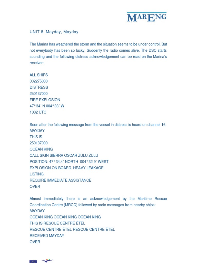 UNIT 8 Mayday, Mayday | PDF | Ships | Water Transport
