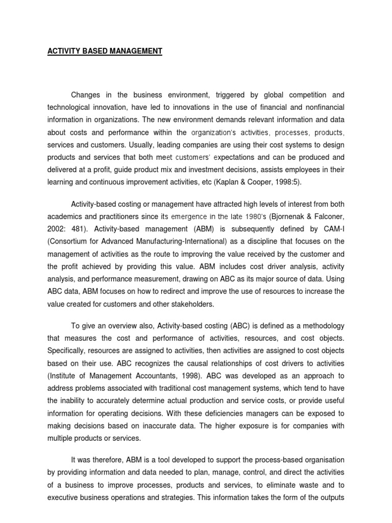 Activity Based Management | PDF | Management Accounting | Business Process