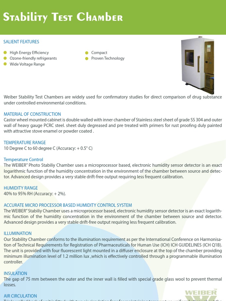 Specifications and Technical Details of a Stability Test Chamber for ...