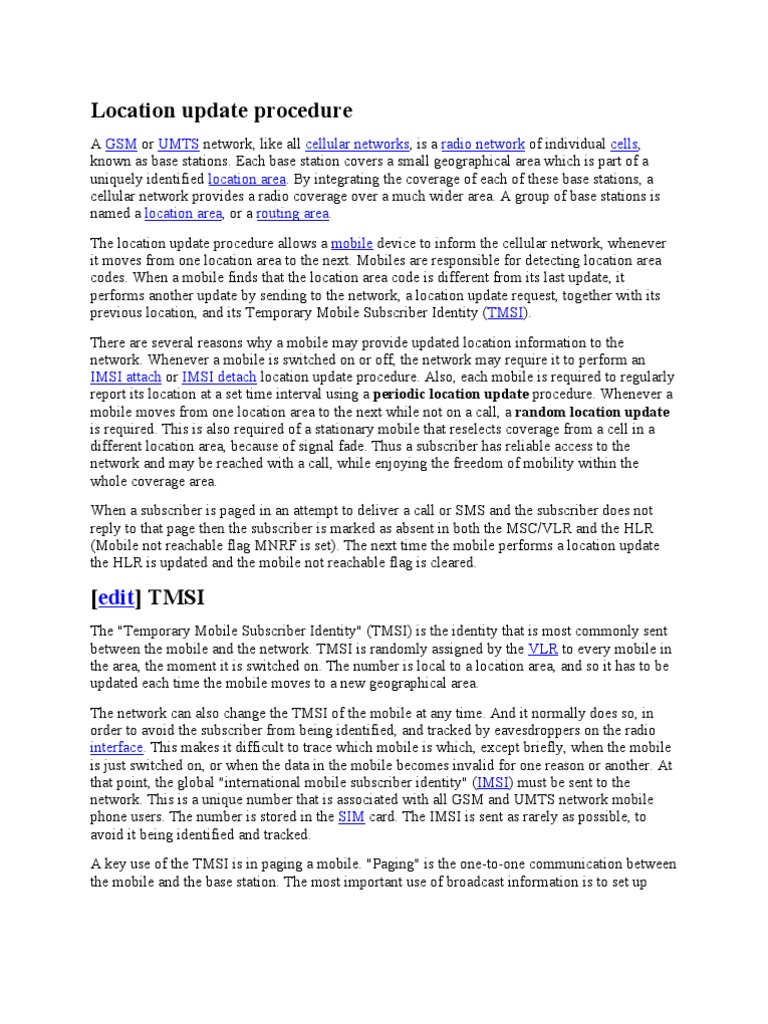 Location or Routing Area Update | PDF | Software Defined Radio | Radio ...