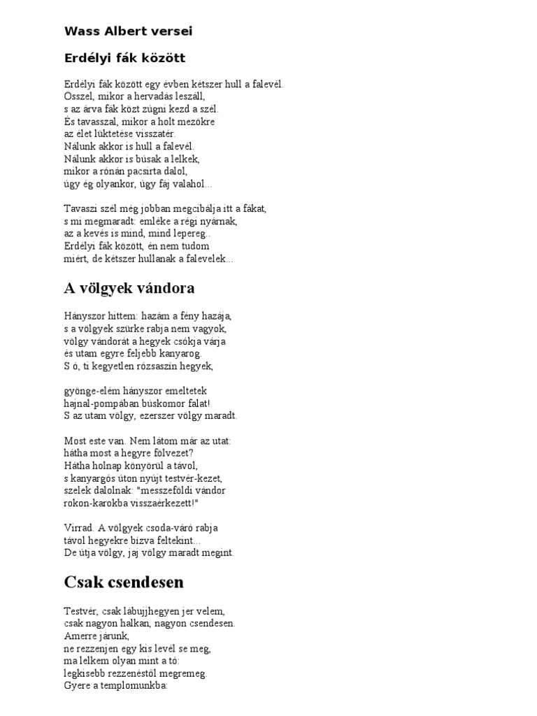 Wass Albert Versei | PDF