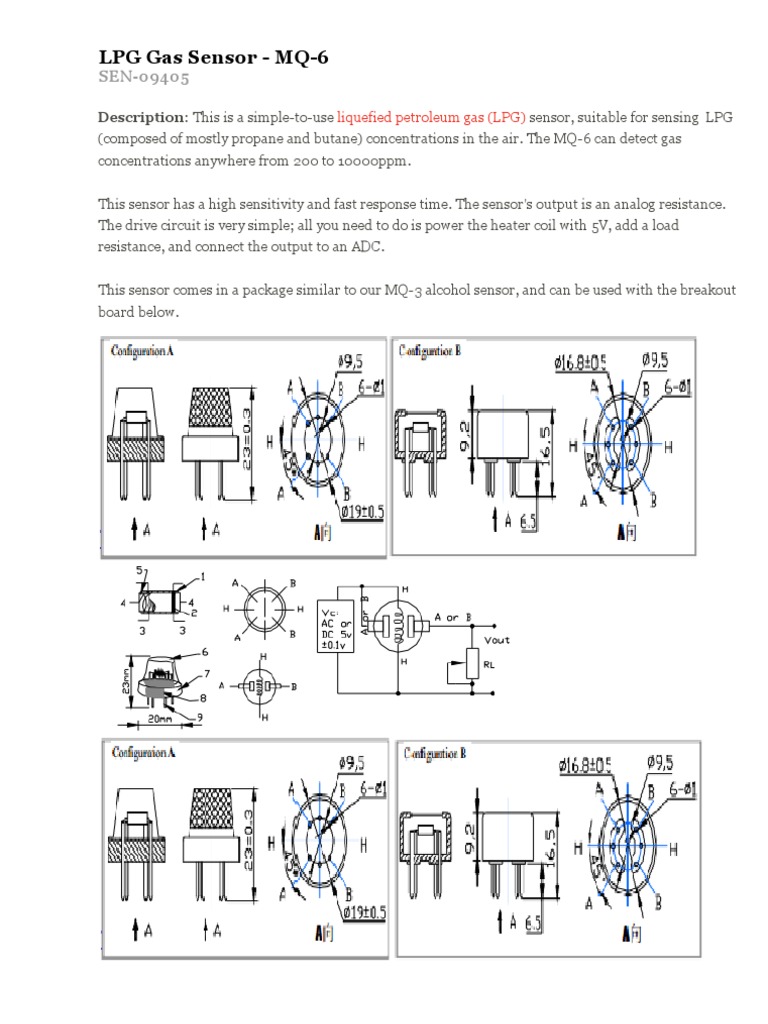 LPG Gas Sensor - MQ-6: Description: This Is A Simple-To-Use | PDF ...