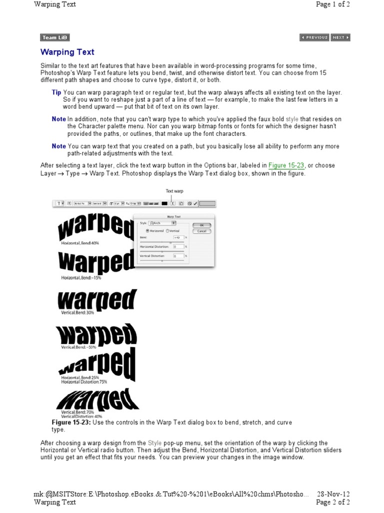 Warping Text PDF | PDF | Adobe Photoshop | Typefaces