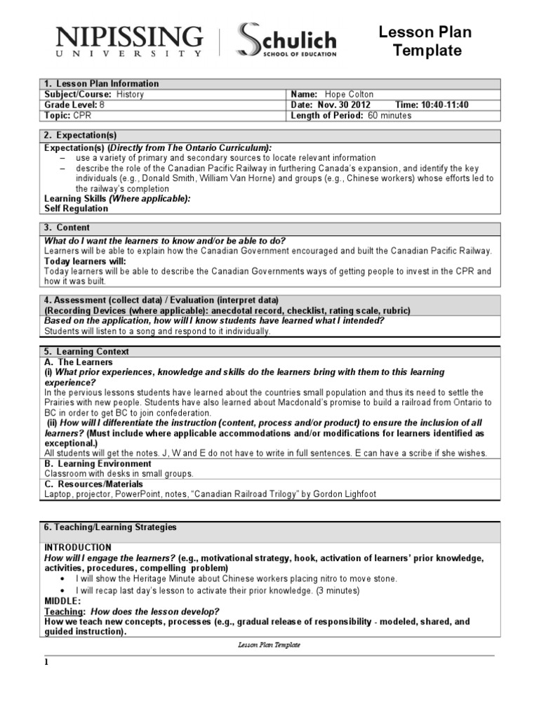 Lesson Plan CPR | PDF | Lesson Plan | Teaching