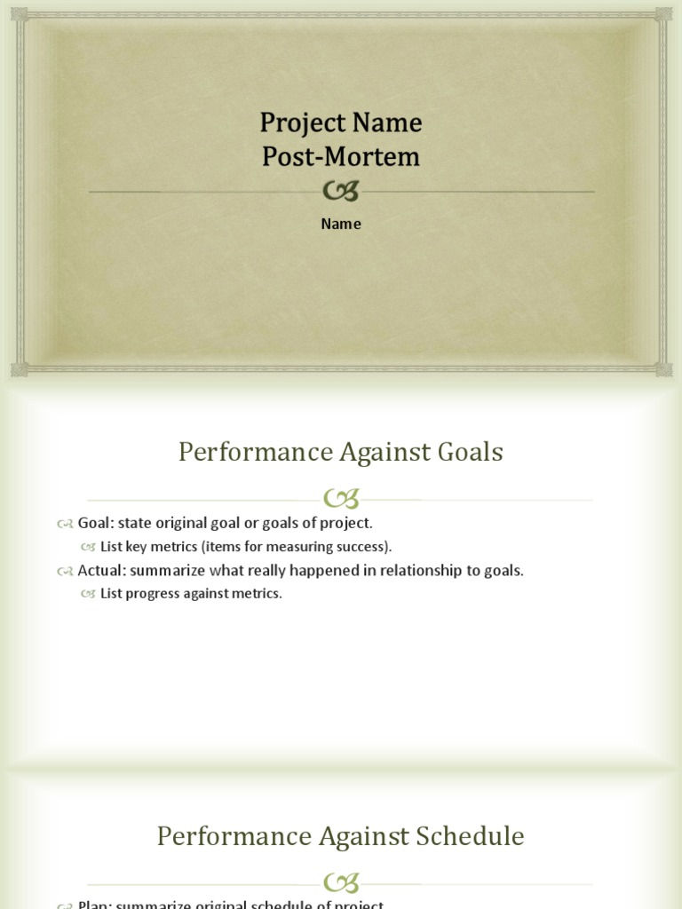 Presentation For Project Post-Mortem Report | PDF | Project Management ...