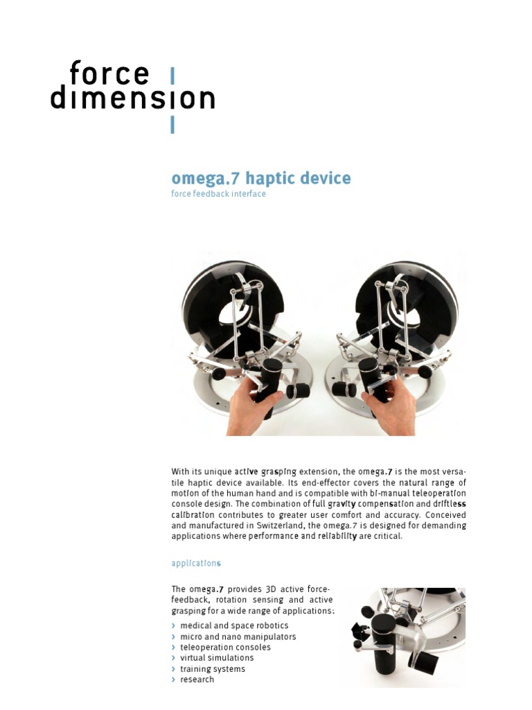 Omega.7 Haptic Device: Force Feedback Interface | PDF