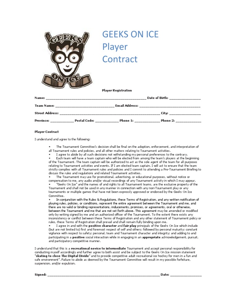 Geeks On Ice Player Registration Form | PDF | Private Law | Common Law