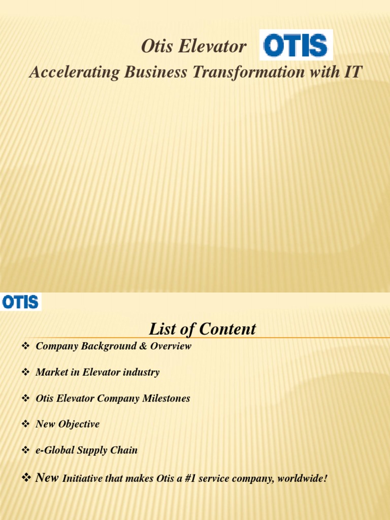Otis Elevator: Accelerating Business Transformation With IT | Download ...