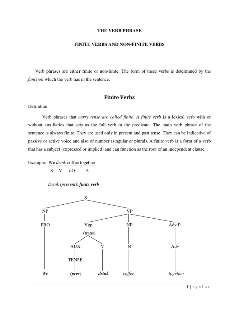 Finite and Non-Finite Verbs Explained | PDF | Verb | Phrase