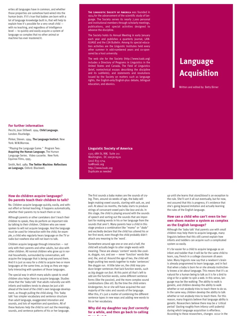 Language Acquisition | PDF | Infants | Semiotics