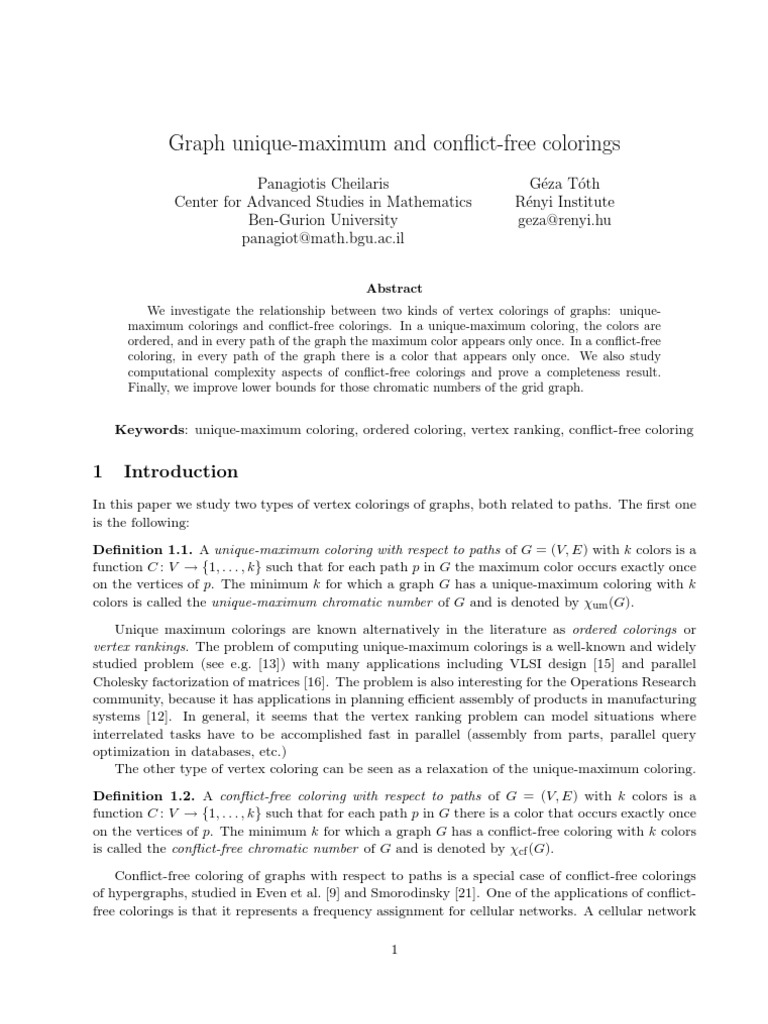 Conflict Free Coloring | PDF | Vertex (Graph Theory) | Vertex (Geometry)