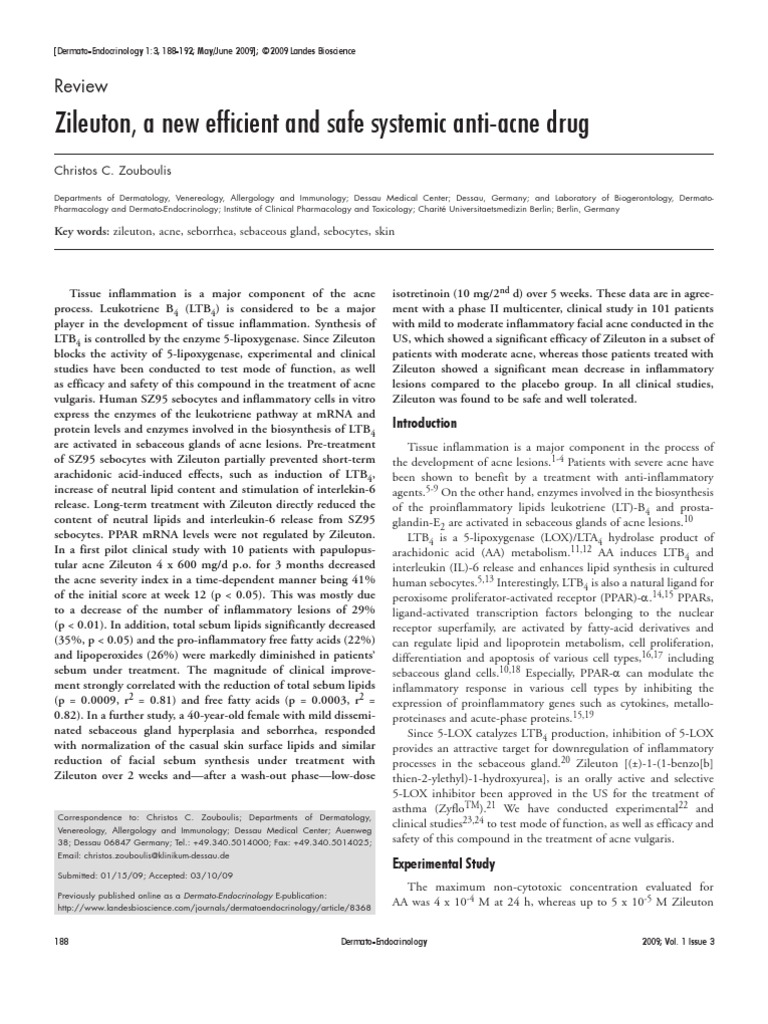 Zileuton A New and Efficient Drug For Acne | PDF | Acne Vulgaris ...