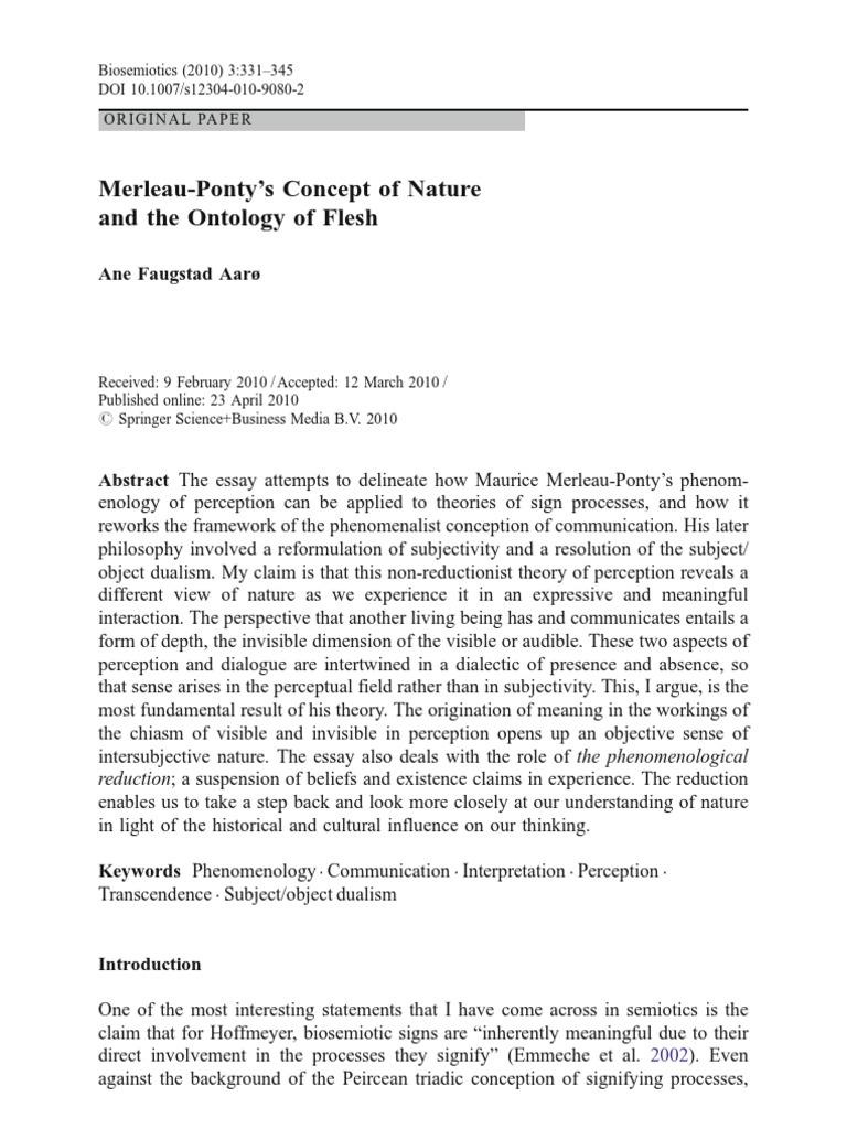 Merleau-Ponty 'S Concept of Nature and The Ontology of Flesh | PDF ...