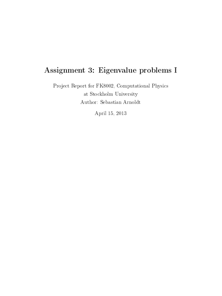 Assignment 3: Eigenvalue Problems I | PDF | Eigenvalues And ...