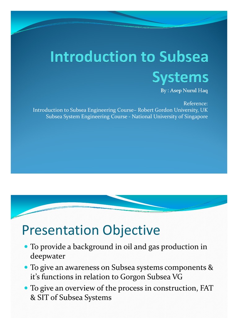 Introduction To Subsea Systems | PDF | Subsea (Technology) | Underwater ...