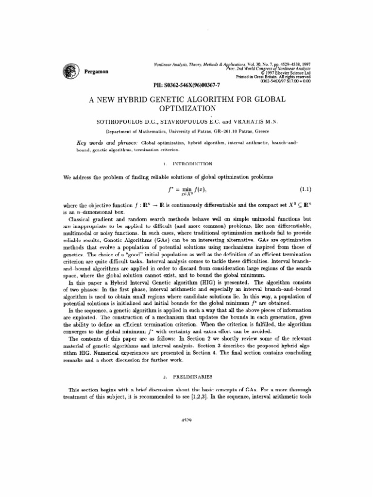 A New Hybrid Genetic Algorithm For Global Optimization PDF | PDF | Genetic Algorithm ...