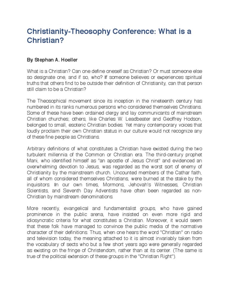 Christianity-Theosophy Conference - What Is A Christian? | PDF ...