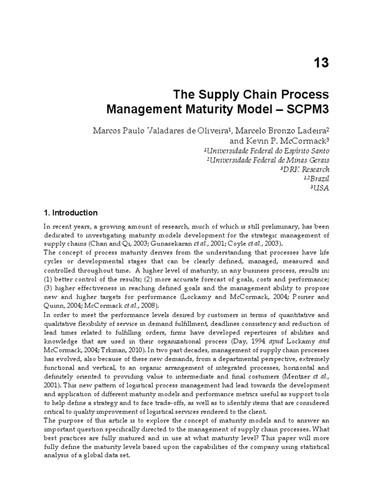The Supply Chain Process Management Maturity Model - SCPM3 | PDF ...