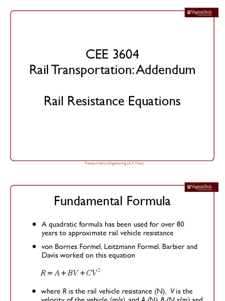 Rail Resistance | Download Free PDF | Horsepower | Drag (Physics)