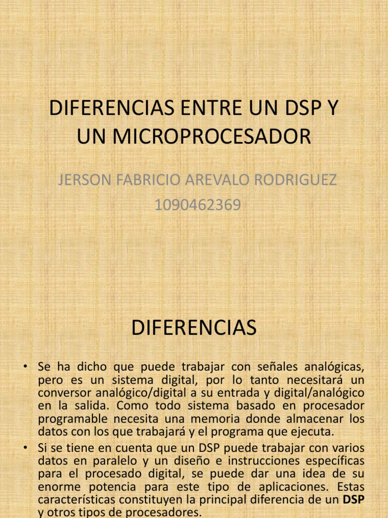 Diferencias entre DSP y microprocesador | PDF